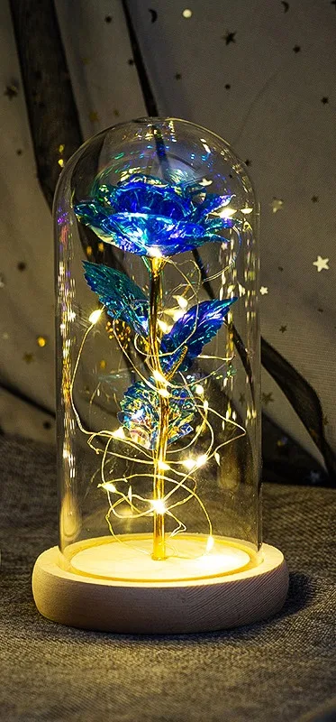 Artificial Enchanted Golden Rose Led Lamp 24k Gold Foil Rose In Glass ...