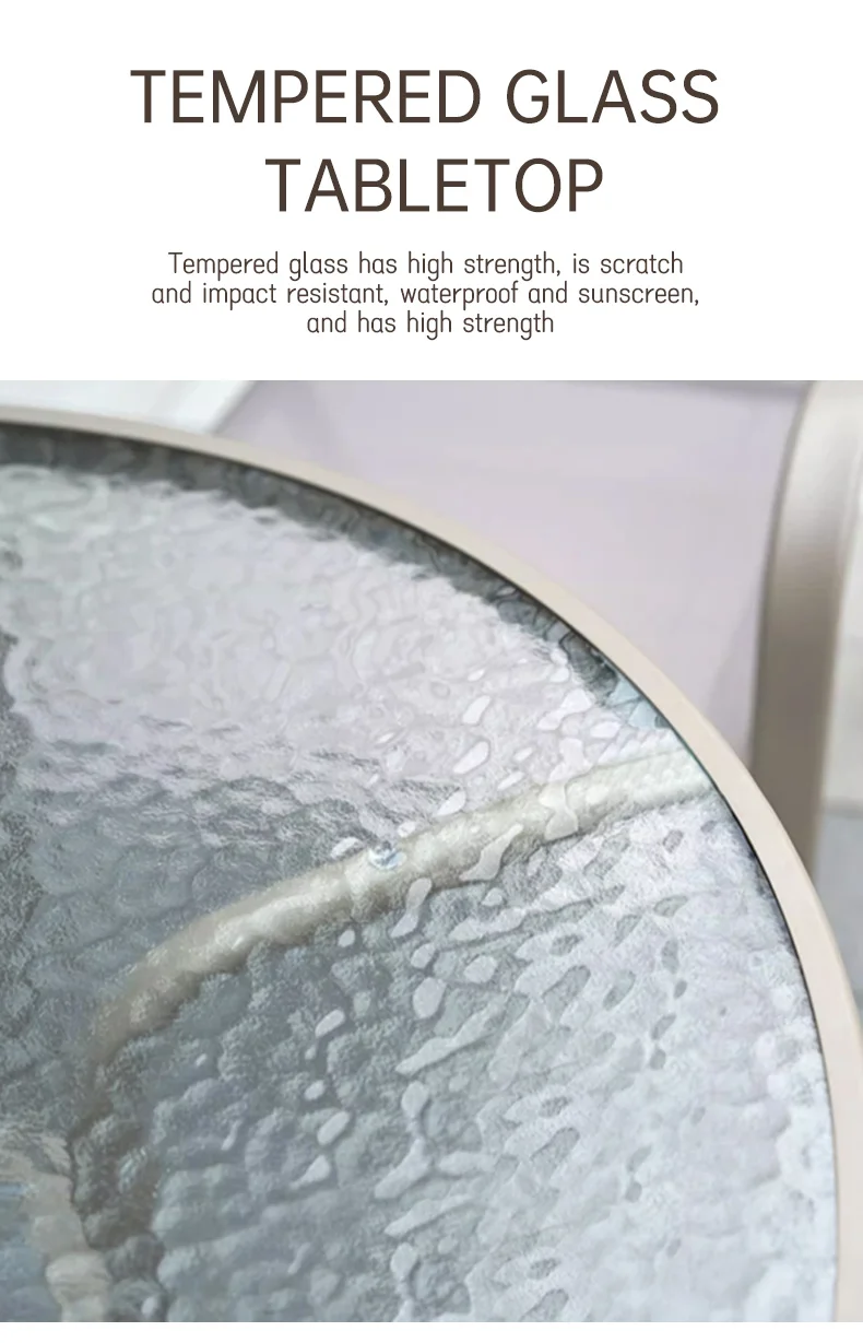 Portable Glass Round Table For Small Family Dining Simple Outdoor ...