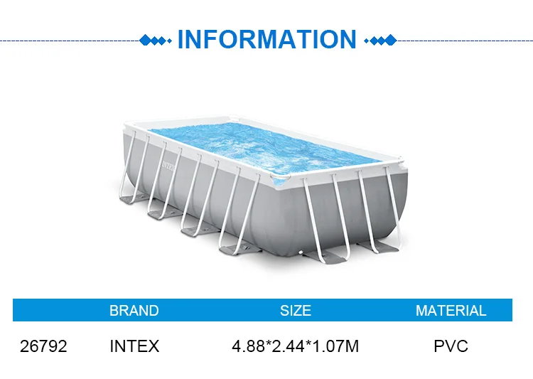 Intex 26792 Rectangular Steel Frame Swimming Pool Set Backyard Garden ...