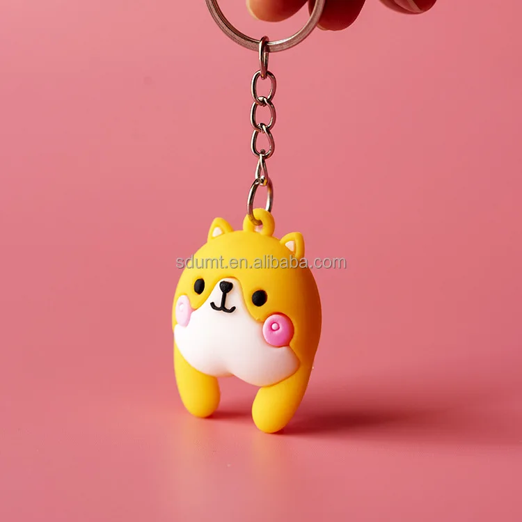 Cute Cartoon Corgi Dog Metal Key Chains Pvc Soft Rubber Car Key ...