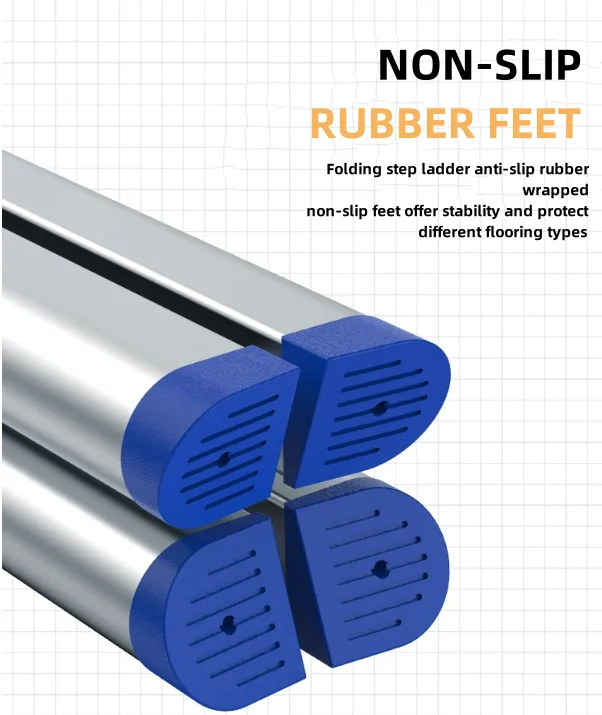 High Quality Aluminium Step Ladder With Long Handrail Foldable Non-slip ...