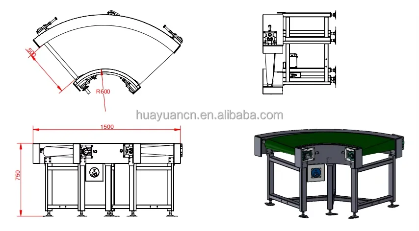 180 Degree Pvc Turning Belt Conveyor Curve Belt Machine 180 Degree ...