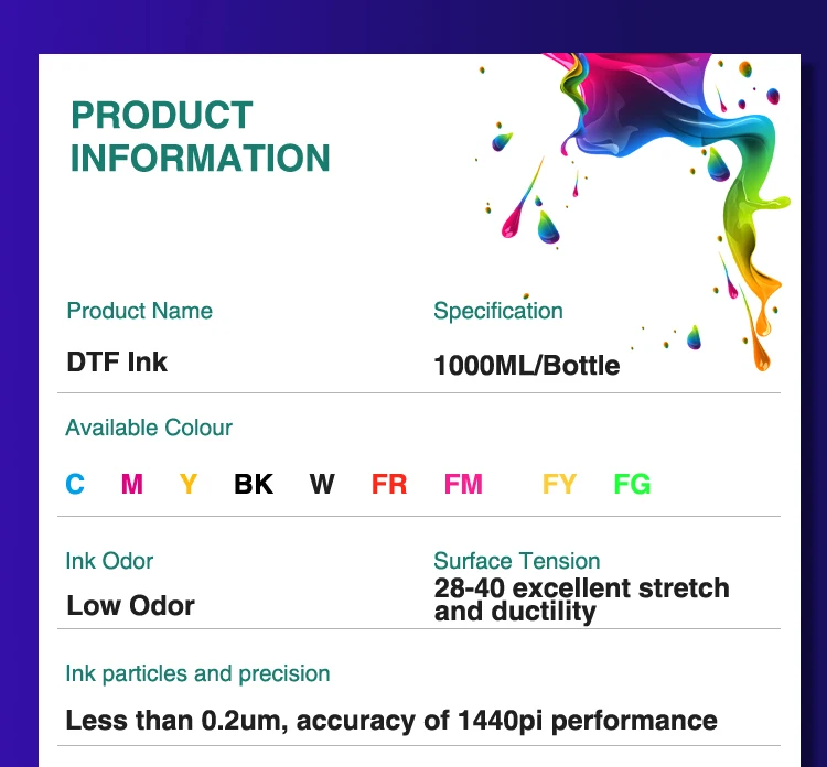 Dtf Ink for XP600, L1800, L805, Et 8550 B Xp15000 Tp2600