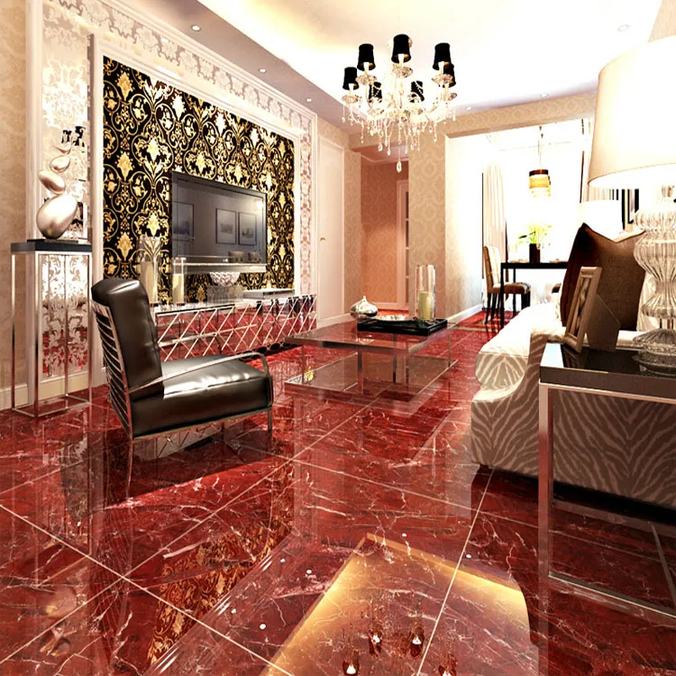 Large Red Marble 60x120 Polished Porcelain Floor Tiles - Modern Design ...