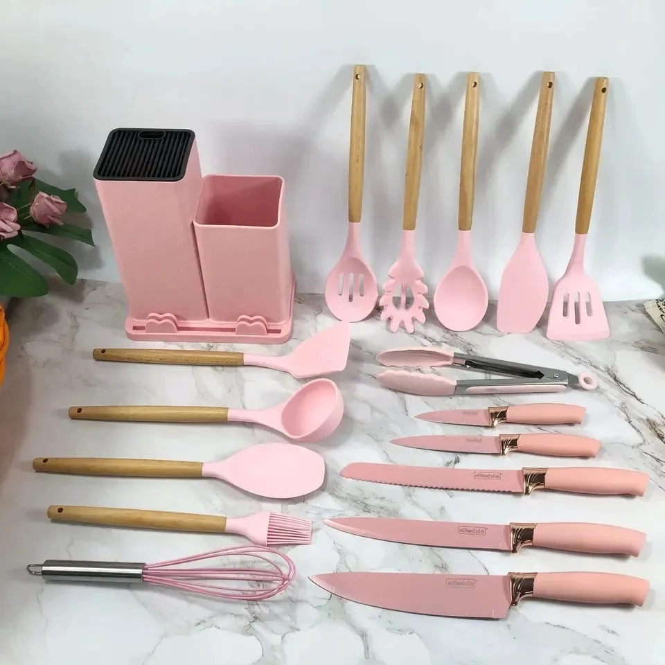 RTS 19Pcs Kitchen Utensil Set Silicone Spatula Ladle Brush Cooking ...