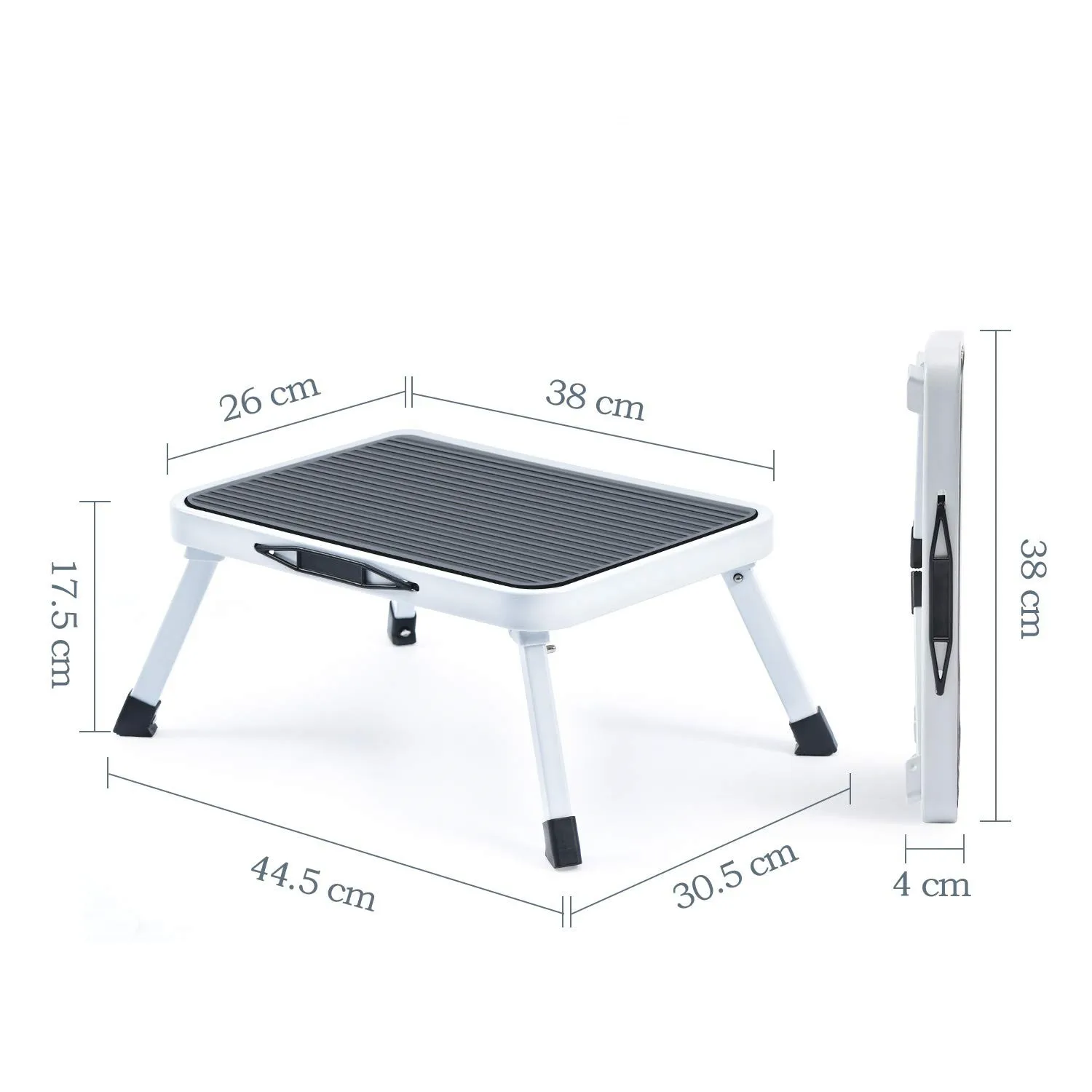Single Step Ladder with Non-Slip Rubber Mat Lightweight Steel Holds up ...