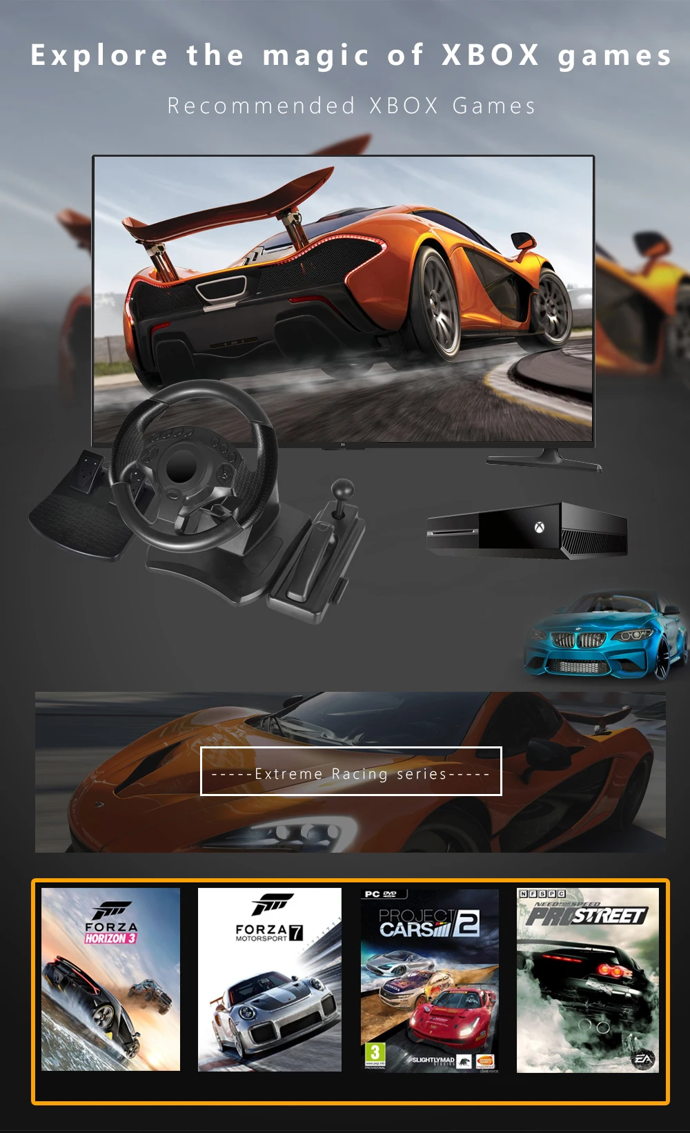 C-star Gaming Racing Wheel - Adjustable Sensitivity & Ergonomics