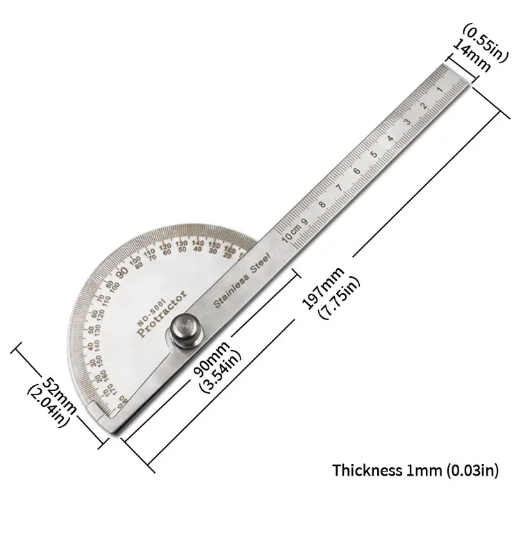 180 Degree Protractor Metal Angle Finder Angle Ruler Woodworking Tools ...