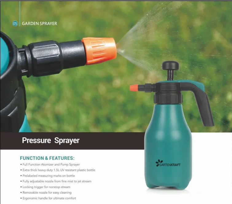 Garden Sprayer - 1.5L High Pressure Plastic Spray Bottle