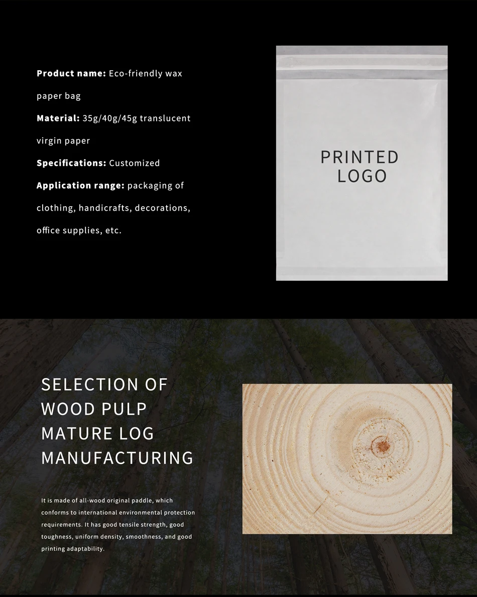 Self-adhesive Semi-transparent Translucent Paper Bag Eco Friendly Wax ...