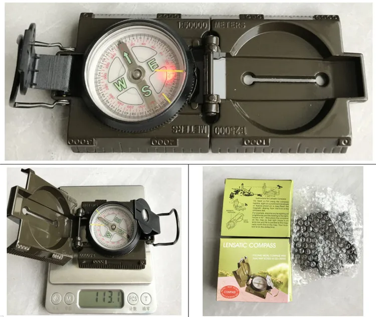 Multifunctional Waterproof Survival Lensatic Sighting Camping Compass ...