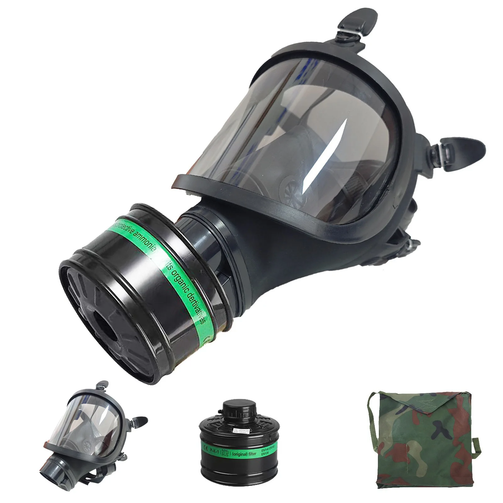 Reusable Chemical Full Face Gas Mask with Single Filter Cartridge ...