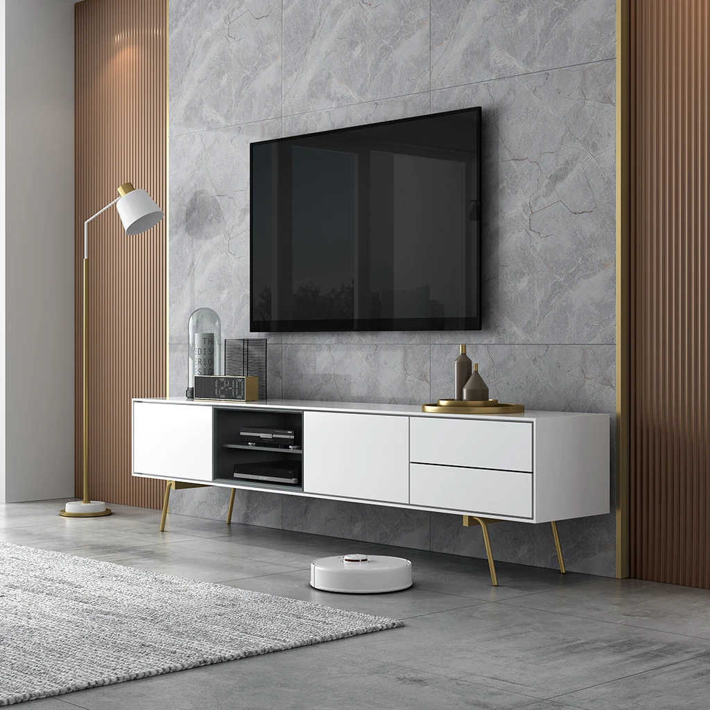 Modern Light Luxury Living Room Tv Cabinet With Rock Plate Tv Table ...
