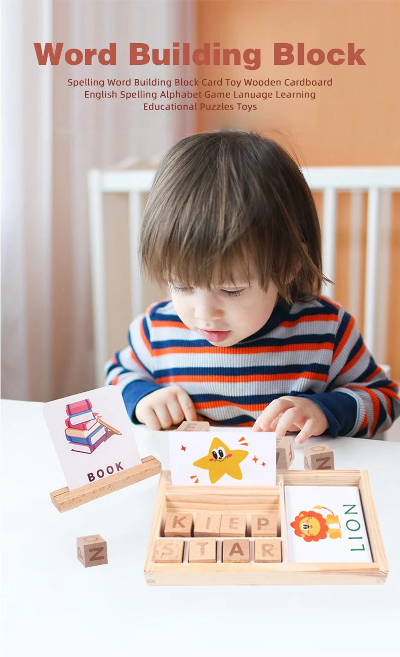 Wood Spelling Words Game Kids Early Educational Toys For Children ...