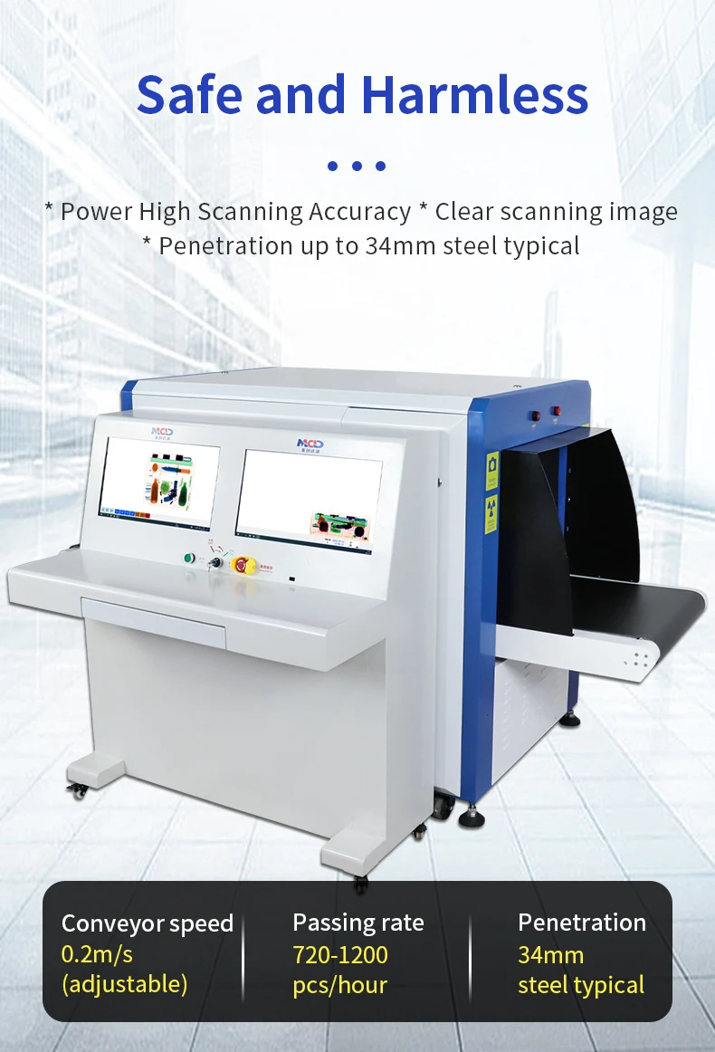 AI Recognition Dual View X ray Baggage Scanner with 140KV Industrial ...
