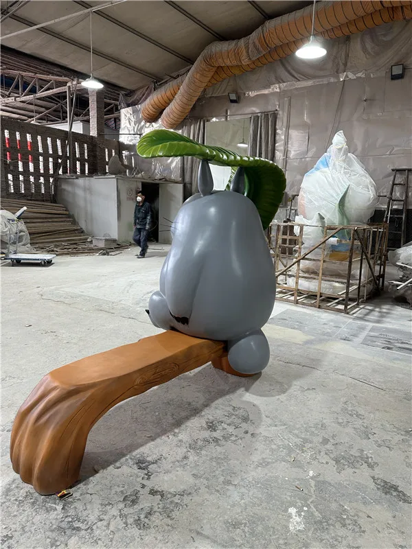 Cute Cartoon Character Fiberglass Totoro Sculpture Resin Sitting Totoro ...