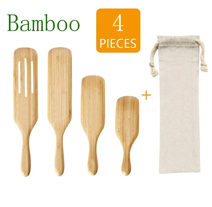 Set Of 4 Custom Logo Silicone Bamboo Acasia Wooden Spurtles Sets ...