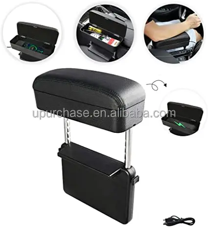 Car Center Console Organizer Armrest Storage Box Holder Container Black ...