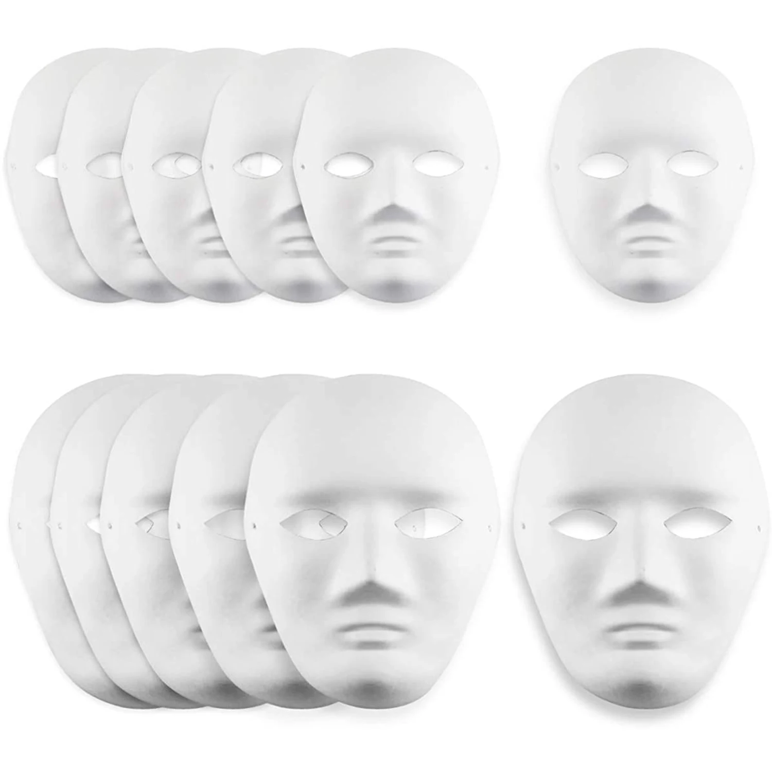 White Diy Full Face Paintable Paper Mask Masquerade Mardi Gras Mask ...