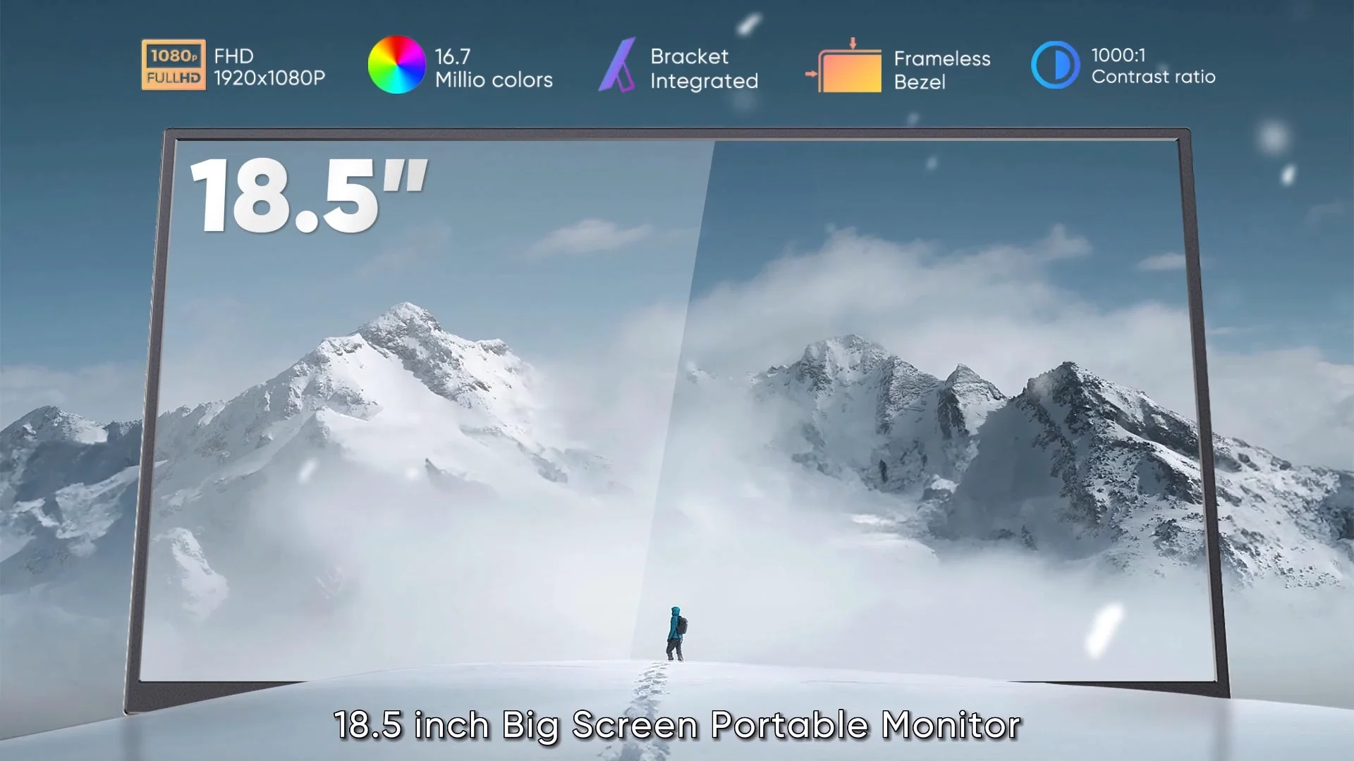 Sibolan 18.5 Inch 1080p Vesa Stand Adjustable Lightweight Frameless Ips ...