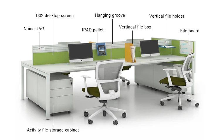 Standard Sizes Of Office Workstation 4 Person Office Partition ...