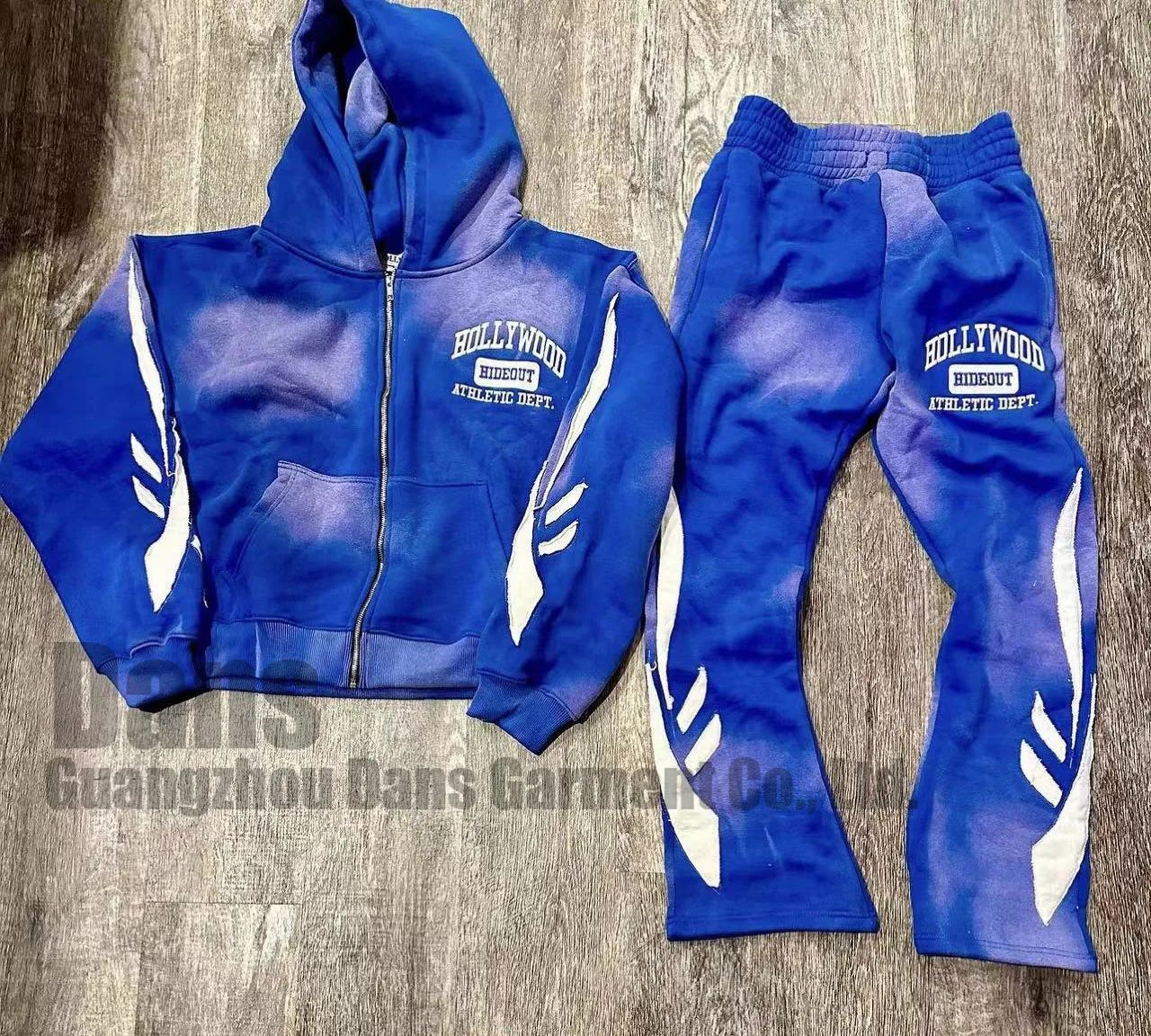 Custom Applique Patch Embroidery Jogger Tracksuits Acid Wash Sun Faded ...