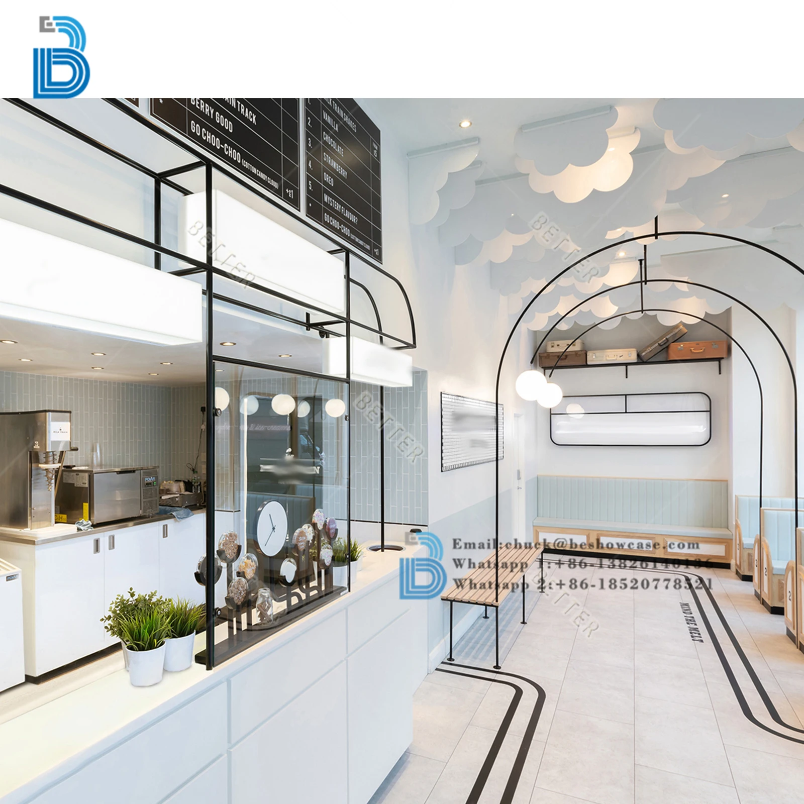 Custom Coffee Shop Interior Design Wooden Coffee Bar Counter Vintage ...