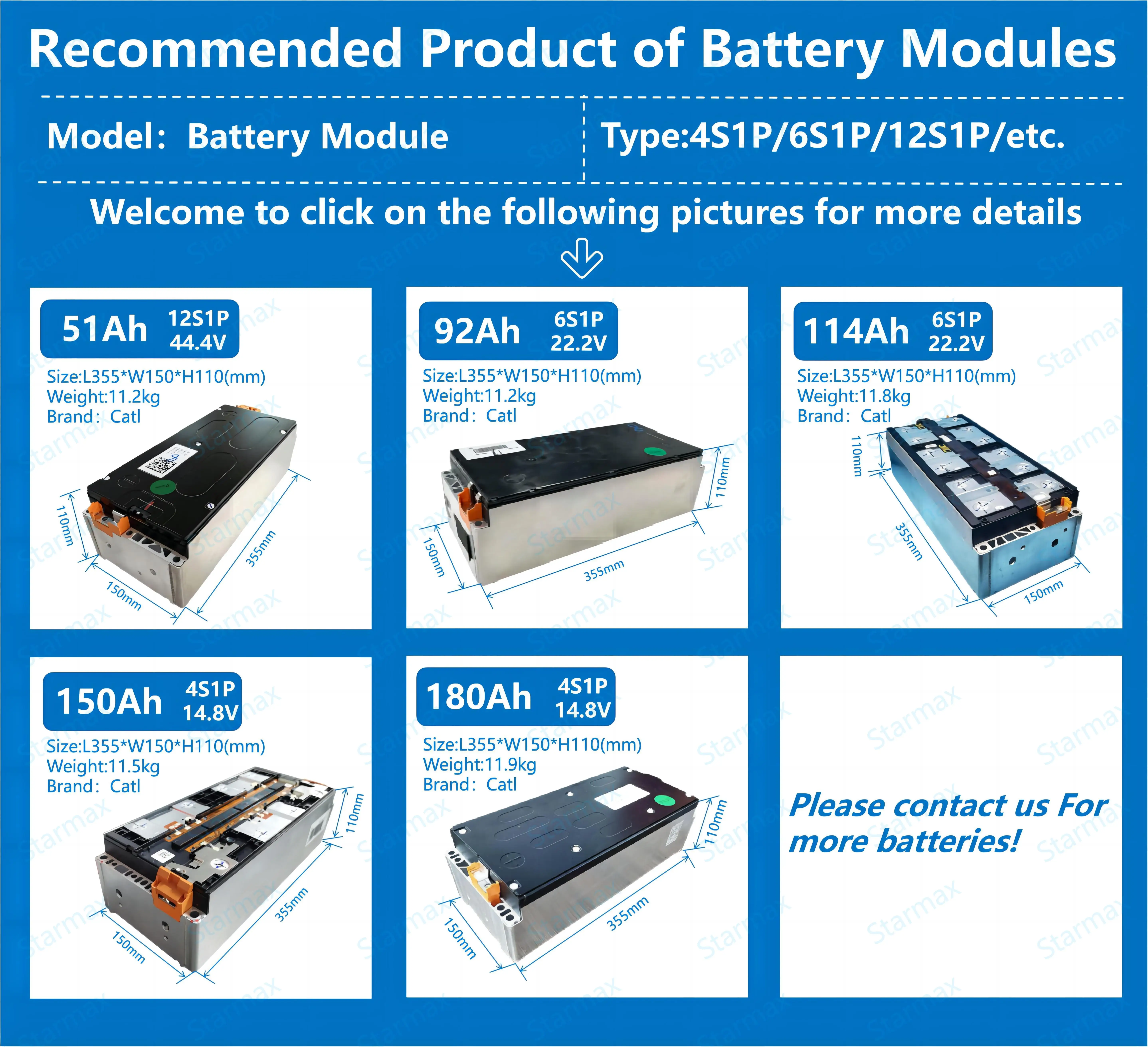 Starmax Catl 12s1p 44.4v 43.6v 51ah Nmc Battery Module Pack 50ah 12s1p ...