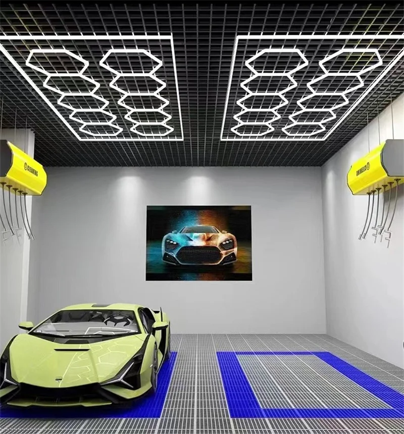 Hexagon Detailing Workshop Ceiling Led Lights For Car Shop And Garage ...