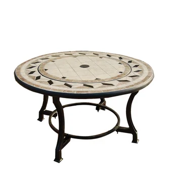 Garden Bbq Fire Pit Table Mosaic Ceramic Tabletop Fire Pit With Chromed ...