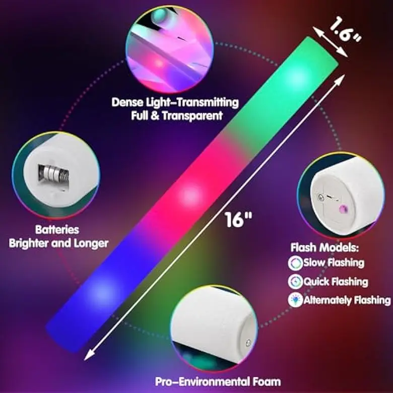 Promotional Led Glow Foam Stick,Light Up Foam Baton For Party Wedding ...