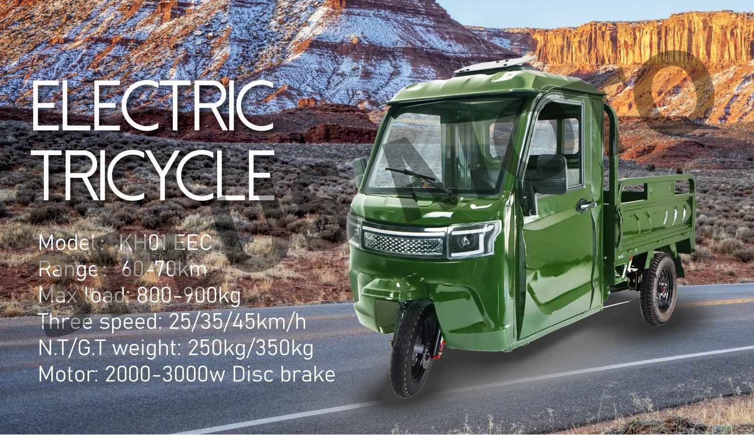 EEC Cargo Trike 3 Speed Transmission Full Closed Cab 2000w 3000w Heavy ...
