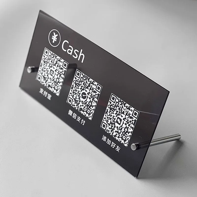 Acrylic Business QR Code Table Sign Custom Table Top Payment QR Code ...