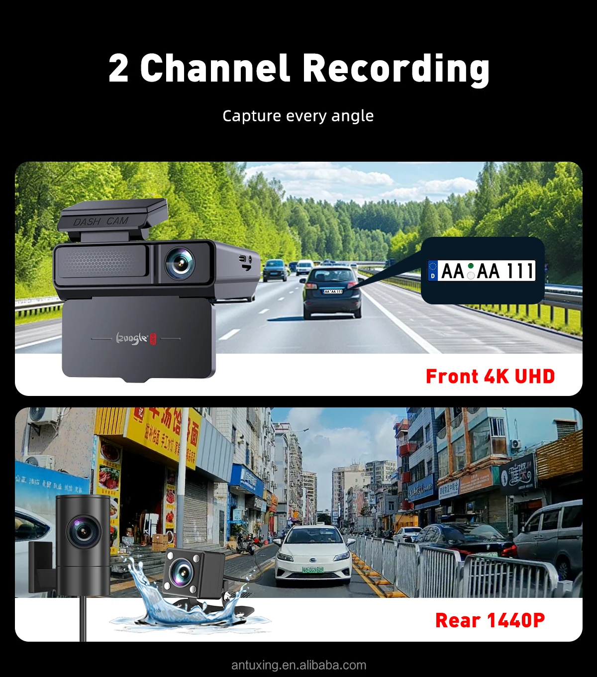 Dual Lens Camera 4G Dashcam 4K Wifi GPS 3.2inch IPS