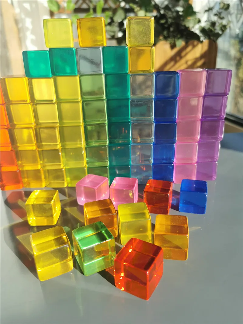 Rainbow Lucite Cube Stacking Building Blocks - Eco-Friendly Toys