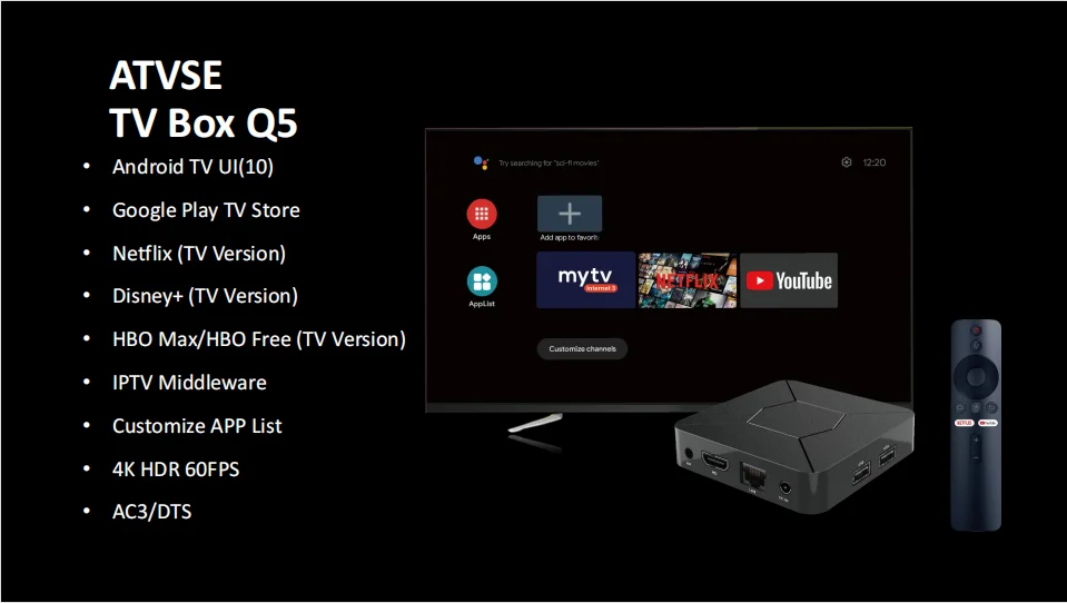 Redbox Q5 Hdr Android Tv 10 4k Atv+2.4/5g Wifi+bt5.0+2g/8g+100m ...