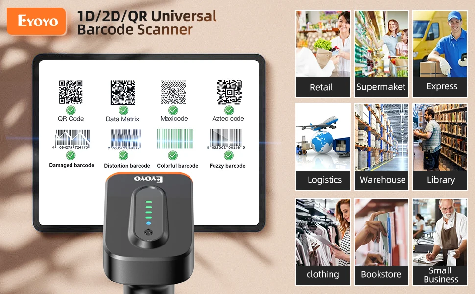 Eyoyo EY-029 2D QR Code Reader Scanner for POS Efficiency