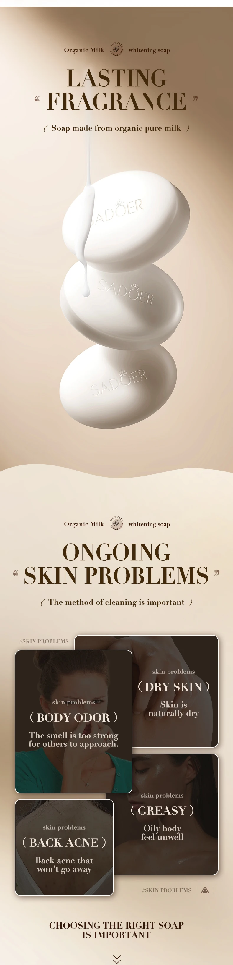 OEM SADOER Private Label Milk Organic Natural Whitening Bath Wash Oil Control Cleansing Skin ...