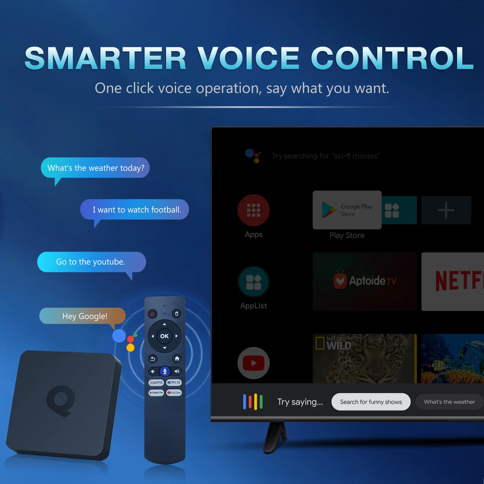 Ott Best Selling Internet TV Box - Q1 Voice Remote Control