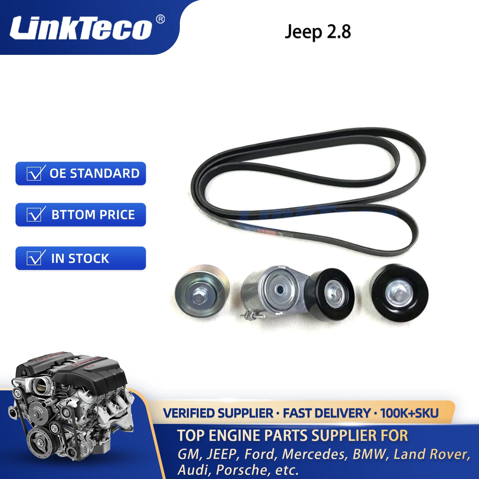 Linkteco Timing Belt for Jeep Wrangler JK 2.8CRD 2007-2018