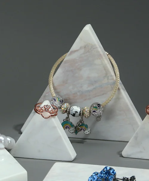 Metal Jewellery Display Luxury White Marble Stone Block Earrings ...