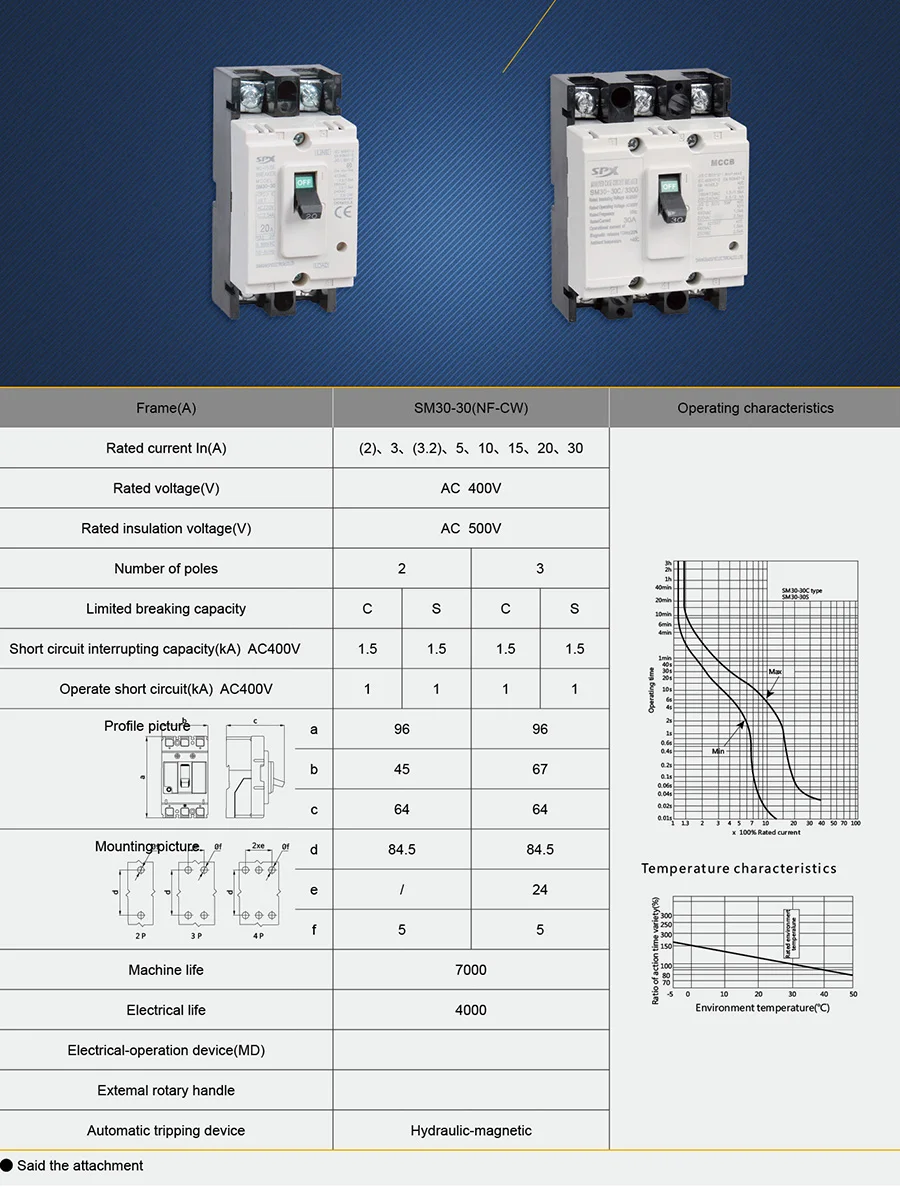 SPX AC/DC MCCB -3P 125L 400V 35kA MCCB Molded Case Circuit Breaker 1P 2P 3P 80A 100A 125A ...