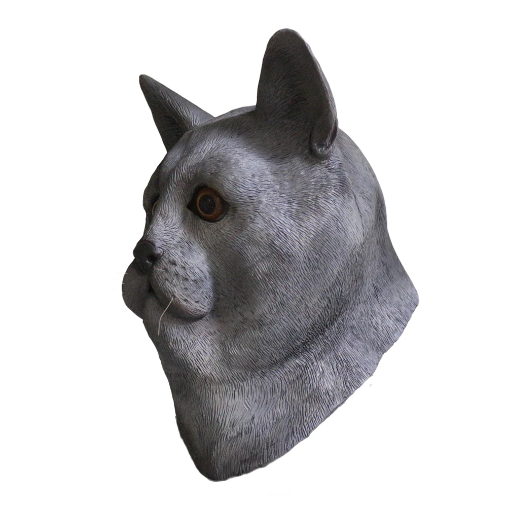 Latex Funny Full Head Black Cat Mask Costumes Cosplay For Funny ...