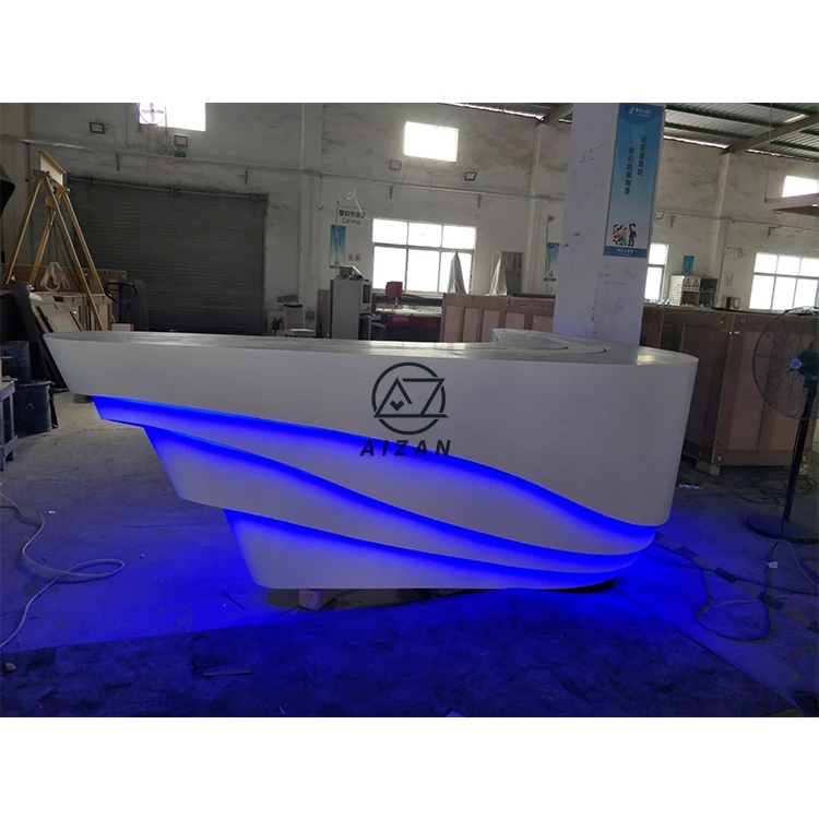 Modern Luxury White Corian Hotel Small Reception Bar