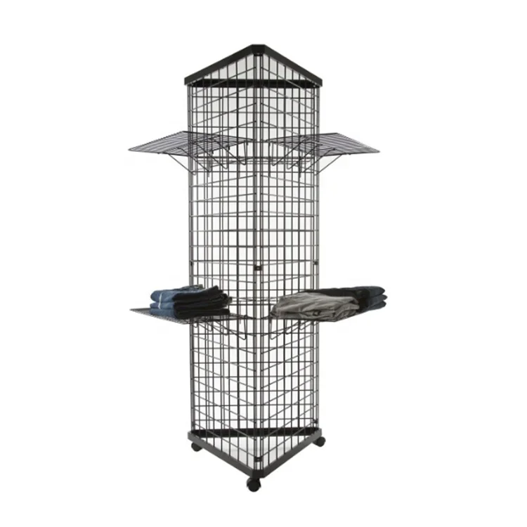 2' X 6' Triangle Wire Slatwall Panel Tower With Base And Casters,Wire ...