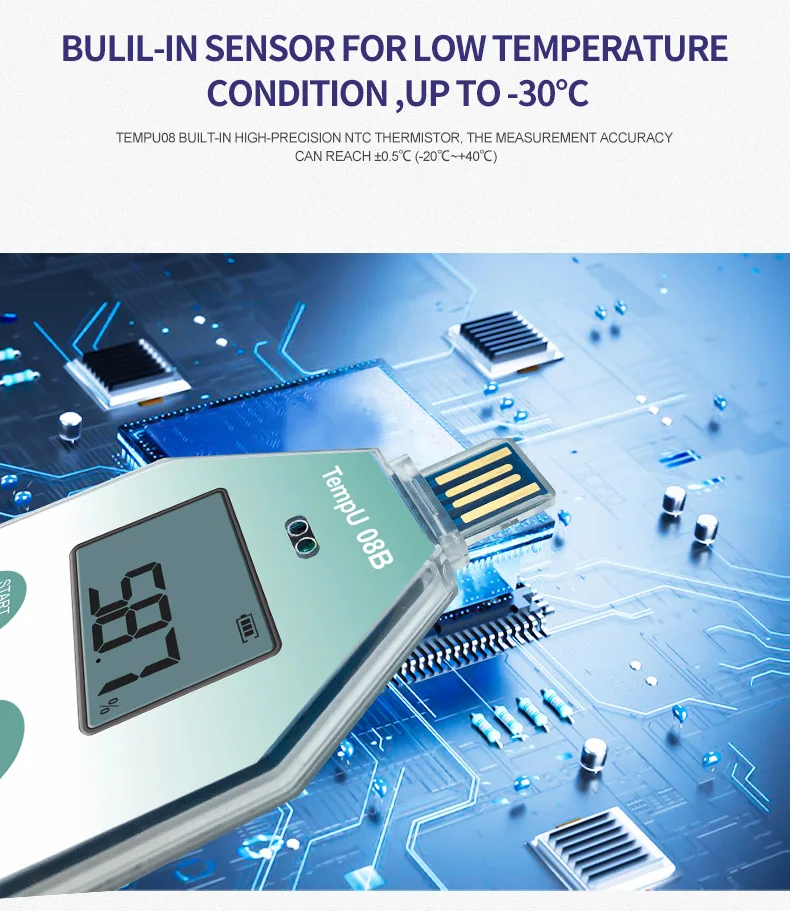 Tempu08b Single-use Pdf Datalogger Temperature And Humidity - Buy ...