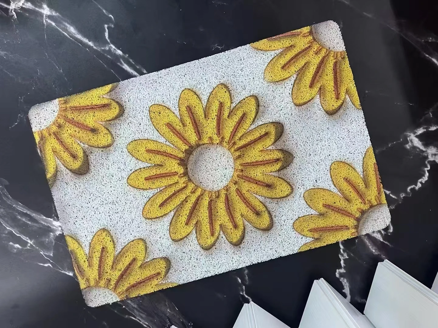 Custom Logo 3D Printed PVC Coil Door Mat Textured Loofah Mats Flower ...