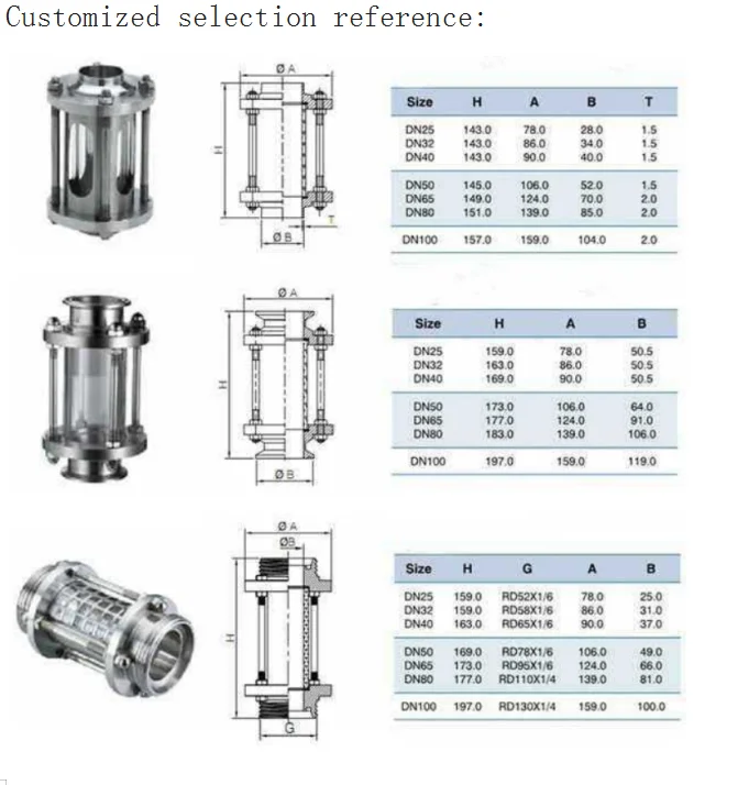 Sanitary Flange Sight Glass 304 Stainless Steel Dc Observation Window ...