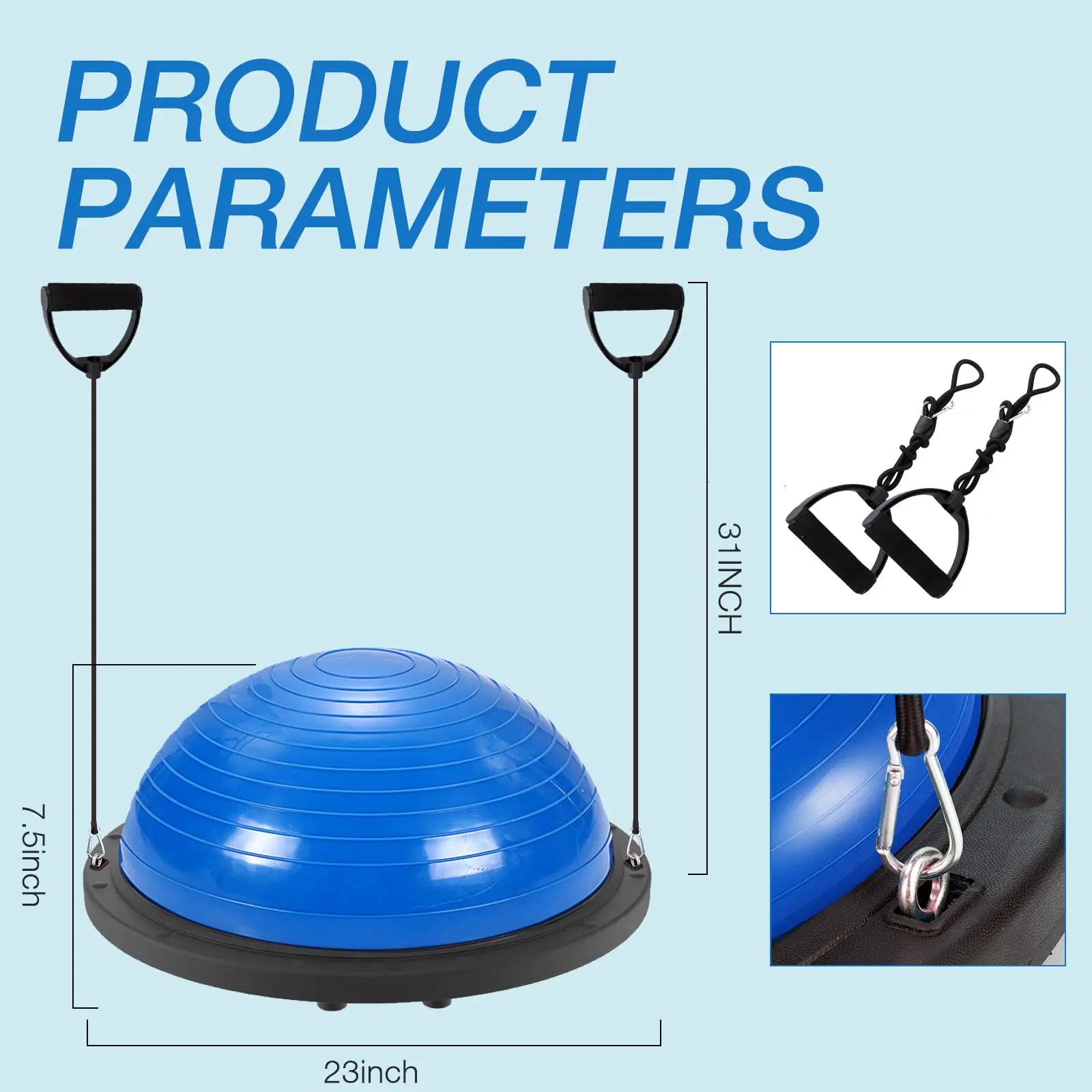 46/58/63CM Half Yoga Exercise Ball with Resistance Bands ABS Material ...