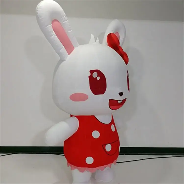 Customized Inflatable White Rabbit Costume Wearing Walking Doll Costume ...
